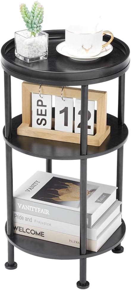 Side Table Small Round Side Table For Small Spaces 3 Tier Round Accent Table Slim Side Table