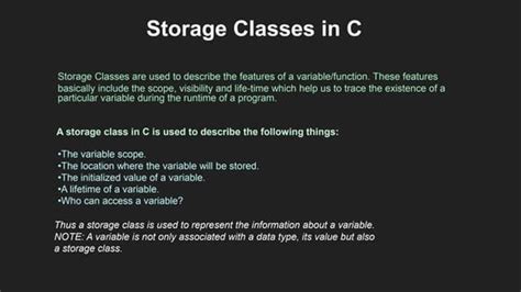 Types Of Storage Class Specifiers In C Programming Docx Programming