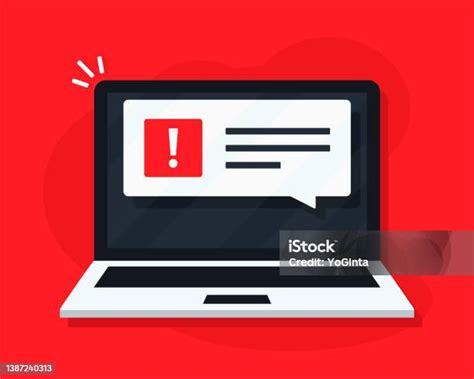 랩톱 경고 기호입니다 컴퓨터 알림 느낌표 벡터 일러스트레이션 0명에 대한 스톡 벡터 아트 및 기타 이미지 0명 감시 경계 표지 Istock