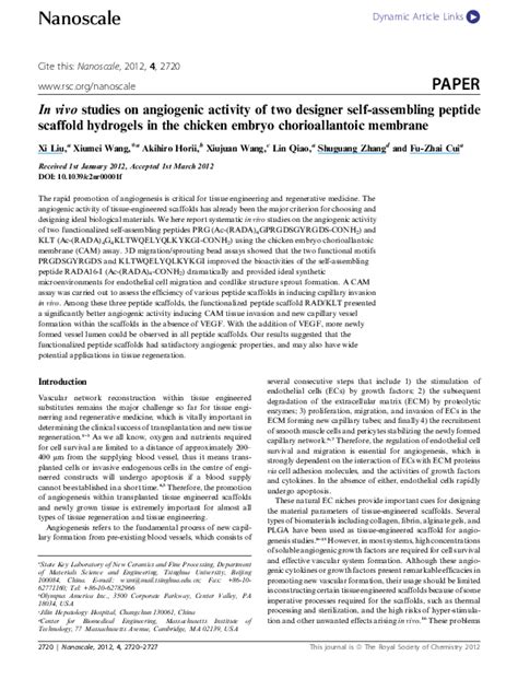 Pdf In Vivo Studies On Angiogenic Activity Of Two Designer Self