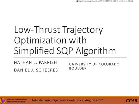 Pdf Low Thrust Trajectory Optimization With Simplified Sqp · Dro Linear Expansion Of Mees