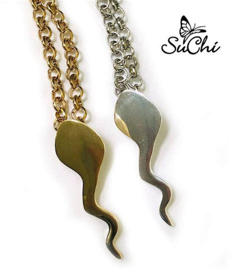 Necklace With A Sperm Pendant In A Silver Or Golden Tone Etsy