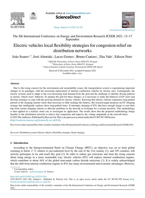 Pdf Electric Vehicles Local Flexibility Strategies For Congestion