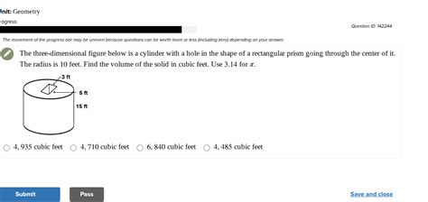 The Three Dimensional Figure Below Is A Cylinder With A Hole In The Shape