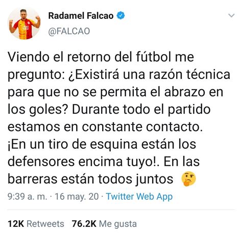 Dura Crítica De Falcao A La Prohibición De Los Abrazos En El Fútbol