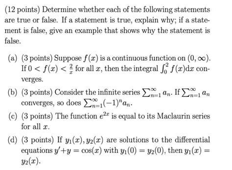 Solved 12 Points Determine Whether Each Of The Following