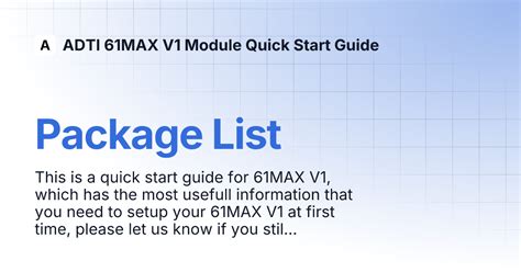 Package List Adti 61max V1 Module Quick Start Guide