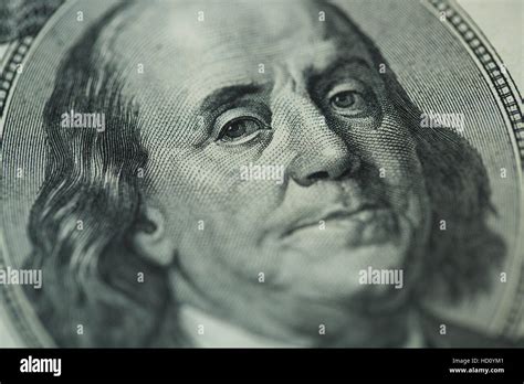 Dollars Closeup Benjamin Franklins Portrait On One Hundred Dollar