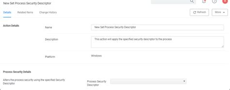 Set Process Security Descriptor Action