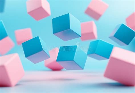 Floating Pastel Cubes Abstract 3d Background High Quality Image Stock Illustration