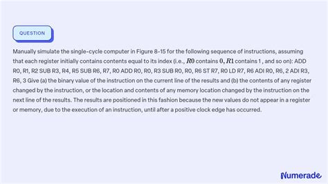 ⏩solved manually simulate the single cycle computer in figure 8 15