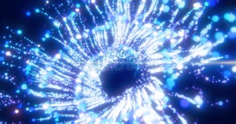 Abstract Flying In A Spiral In A Whirlwind Exploding Blue Bright Luminous Stock Illustration