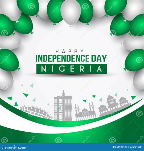 Happy Independence Day Nigeria Greetings Vector Illustration Design Stock Vector Illustration