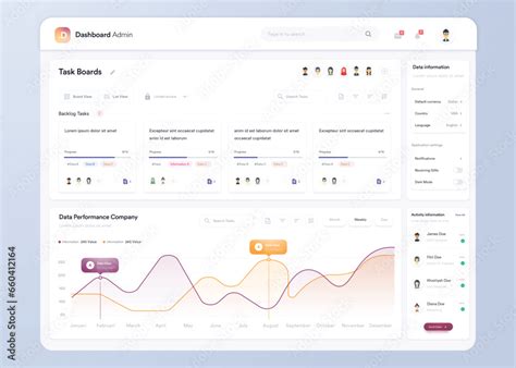 UI UX Infographic Dashboard UI Design With Graphs Charts And Diagrams Web Interface Template