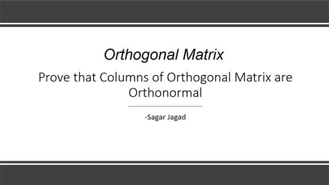 Orthogonal Matrix Journal At Charlie Gladys Blog