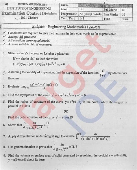 Set 6 Model Questions Of Engineering Math 1 With Solutions