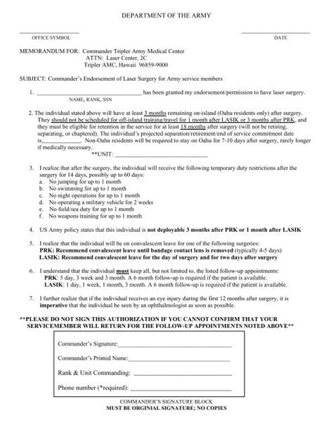 Army Command Authorization Letter Tripler Army Medical Center