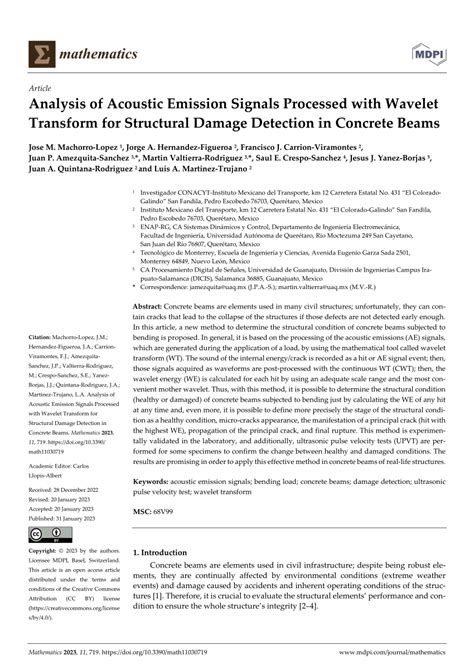 Pdf Analysis Of Acoustic Emission Signals Processed With Wavelet