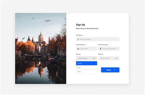 Interaction Ui Dropdown And Sign Up Form Exercise On Behance
