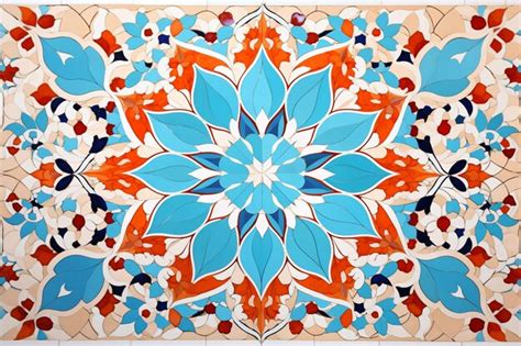 Premium Photo There Is A Picture Of A Colorful Tile With A Flower Design Generative Ai