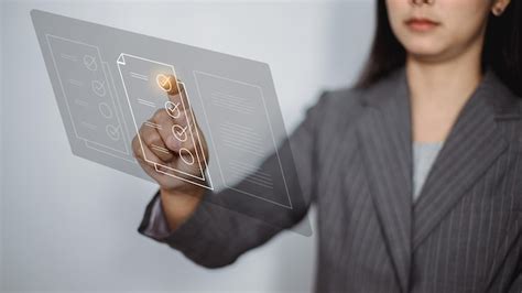 Premium Photo Businesswoman Using A Laptop And Touching On Virtual Screen Contact