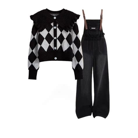 옷싸구 데님멜빵패턴가디건세트