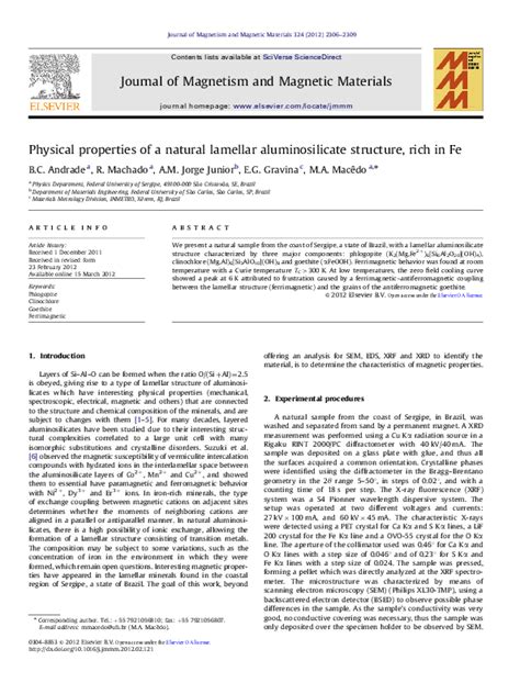 Pdf Physical Properties Of A Natural Lamellar Aluminosilicate