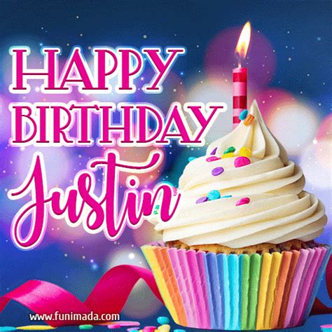 Happy Birthday Justin Vibrant Cupcake  Download On