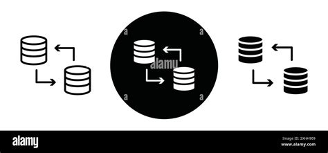 Data Migration Icon Black Line Art Vector In Black And White Outline Set Collection Sign Stock