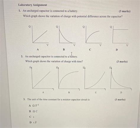 Solved Laboratory Assignment An Uncharged Capacitor Is Chegg