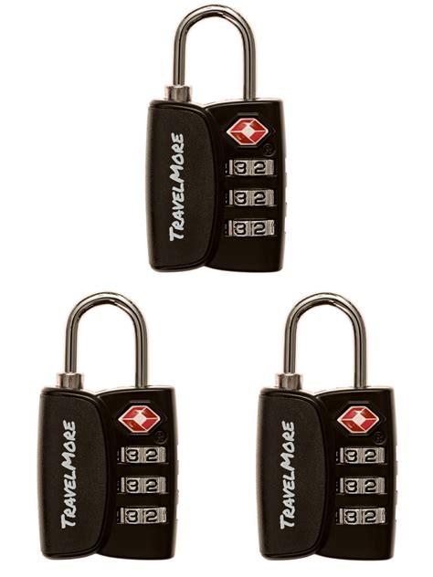 3 Pack TSA Travel Luggage Lock - 3 Black TSA Locks - Walmart.com