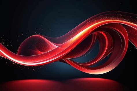 Abstract Shiny Color Red Wave Design Element On Dark Background Science