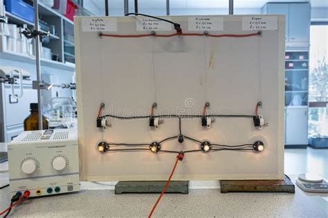 Board With Electrical Circuit To Investigate Conductivity Stock Image