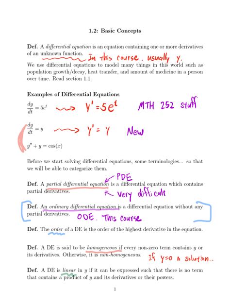 Intro To Differential Equations Pdf Equations Ordinary Differential Equation