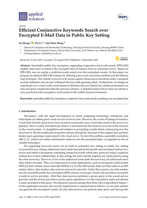 Pdf Efficient Conjunctive Keywords Search Over Encrypted E Mail Data In Public Key Setting