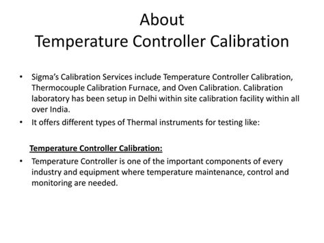 Temperature Controller Calibration Pptx