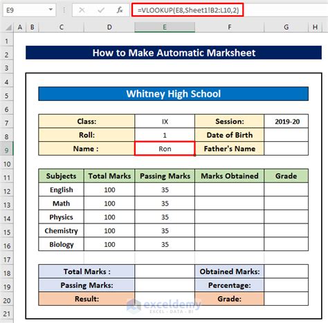 How To Make Automatic Marksheet In Excel With Easy Steps