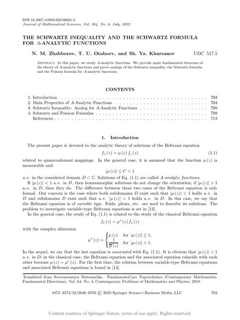The Schwartz Inequality And The Schwartz Formula For A Analytic Functions