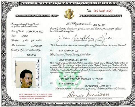 Free Certificate Of Citizenship Sample Template With Examples