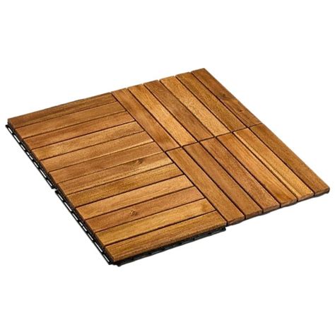 Afoxsos 1 Ft X 1 Ft Striped Pattern Acacia Wood Interlocking Deck
