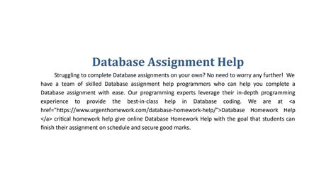 database assignment help by assignment help issuu