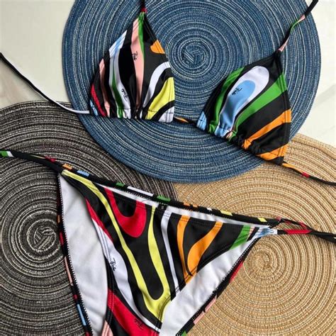 Cute Multi Colored Pucci Bikini Set Beachwear I Depop