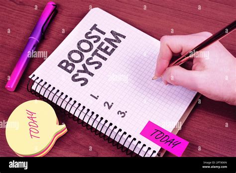 Hand Writing Sign Boost System Business Overview Rejuvenate Upgrade Strengthen Be Healthier