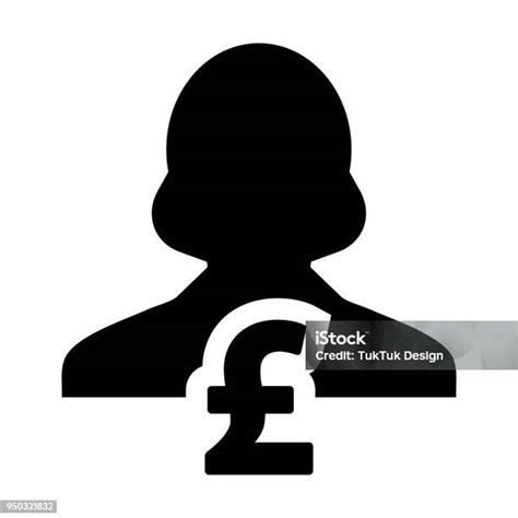 영국 파운드 기호 기호 아이콘 벡터 통화와 여성 사람 아바타 비즈니스 및 평면 색 문양 그림 그림에서 금융에 대 한 검은색에 대한 스톡 벡터 아트 및 기타 이미지 Istock