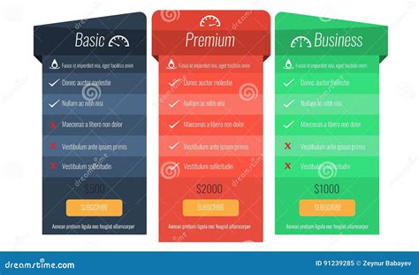3 Columns Of Price List Table Desing Template Comparative Table