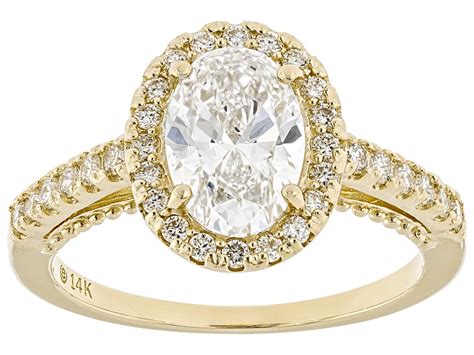 Certified Oval And Round White Lab Grown Diamond H Si2 14k Yellow Gold