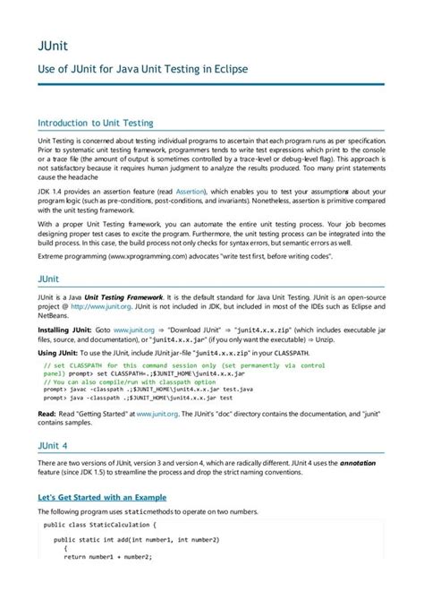 Junit With Eclipse Docx