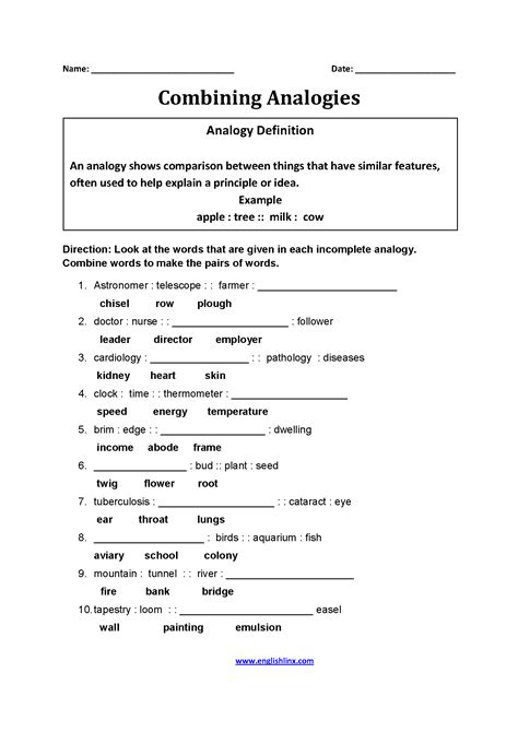 Analogy Worksheets