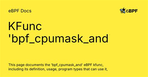 kfunc bpf cpumask and ebpf docs