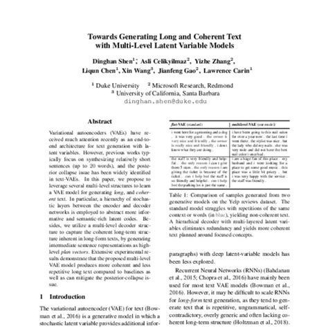 Towards Generating Long And Coherent Text With Multi Level Latent